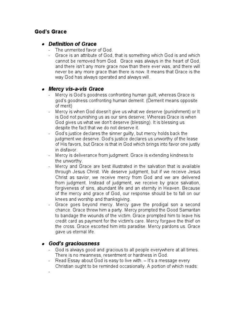 Definition of Grace | PDF | Grace In Christianity | Mercy