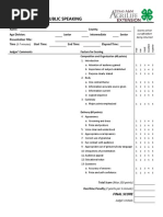 4-H Public Speaking Score Sheet | PDF | Speech | Public Speaking