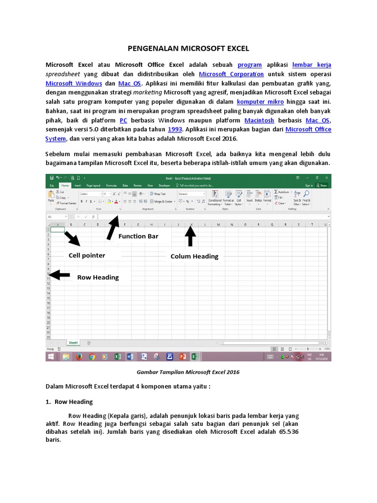 Pengenalan Microsoft Excel | PDF