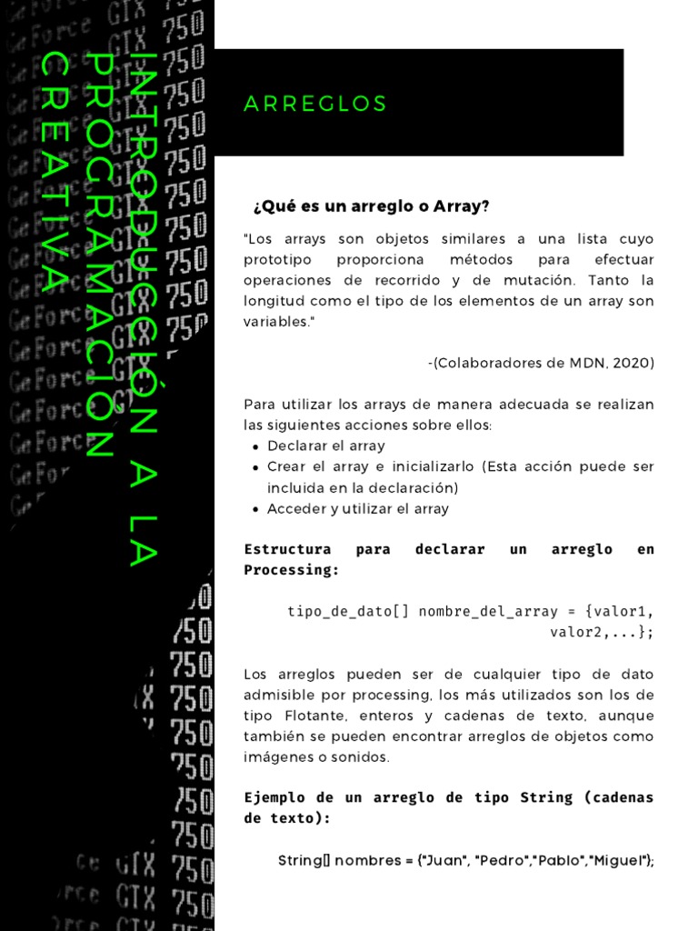 Arreglos Processing | PDF | Estructura de datos de matriz | Objeto ...