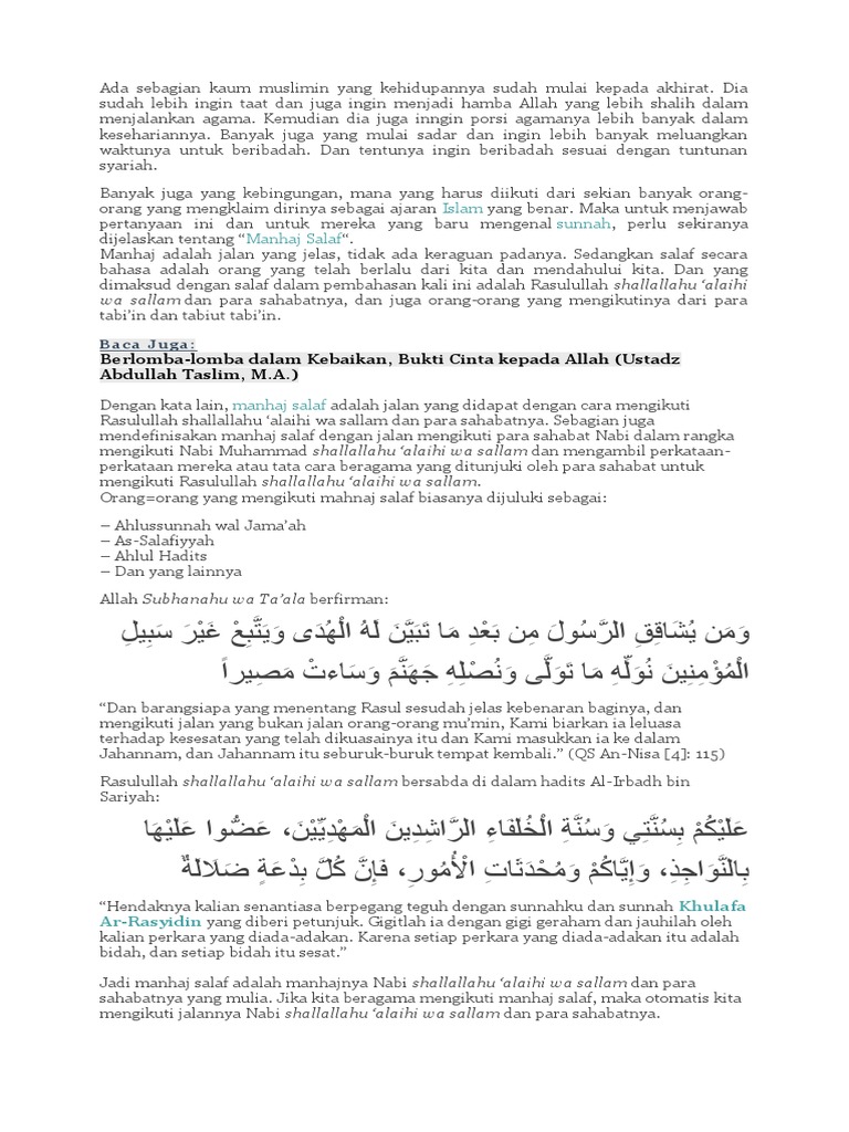 KULTUM Tentang Manhaj | PDF