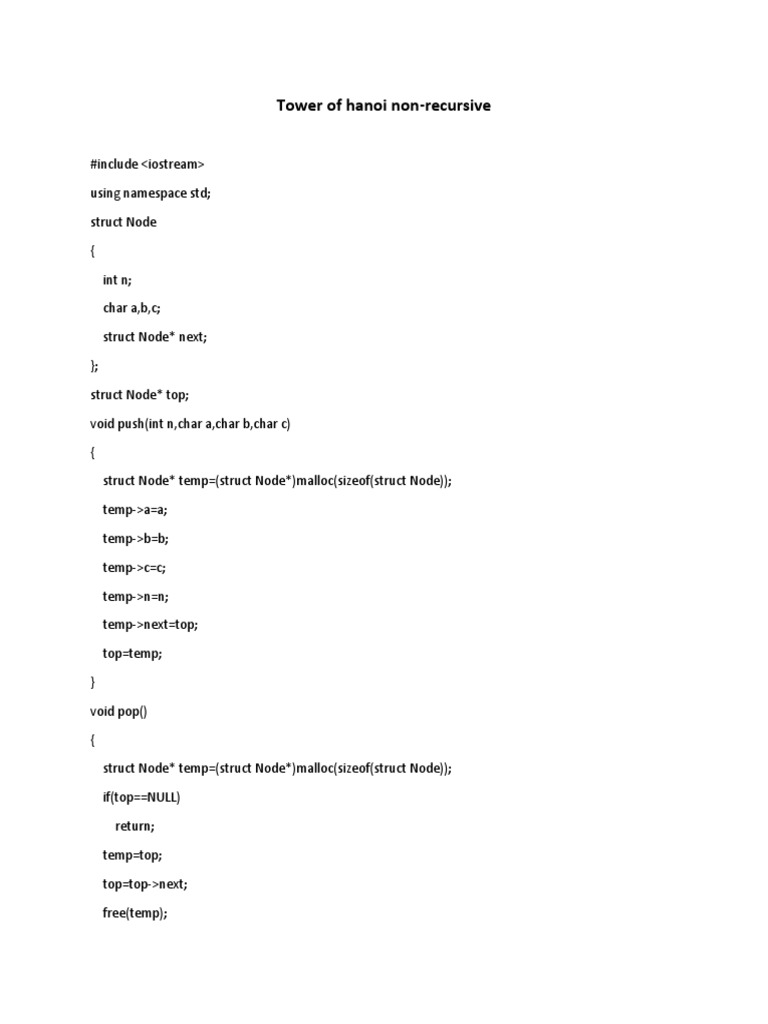 Tower of Hanoi Non-Recursive | PDF