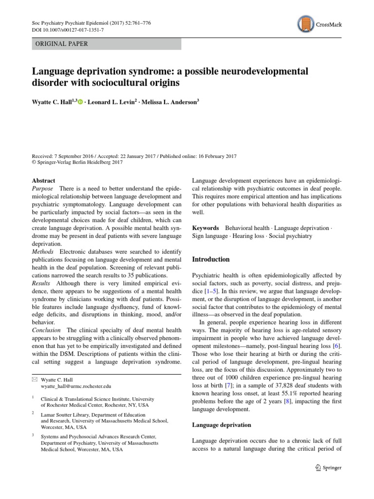 Language Deprivation Syndrome: A Possible Neurodevelopmental Disorder ...