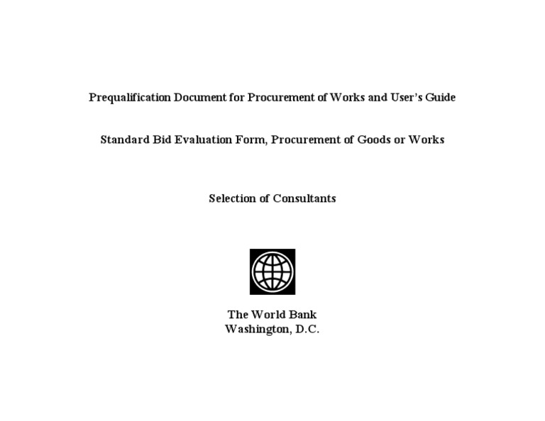 Prequalification Document For Procurement of Works and User's Guide | PDF