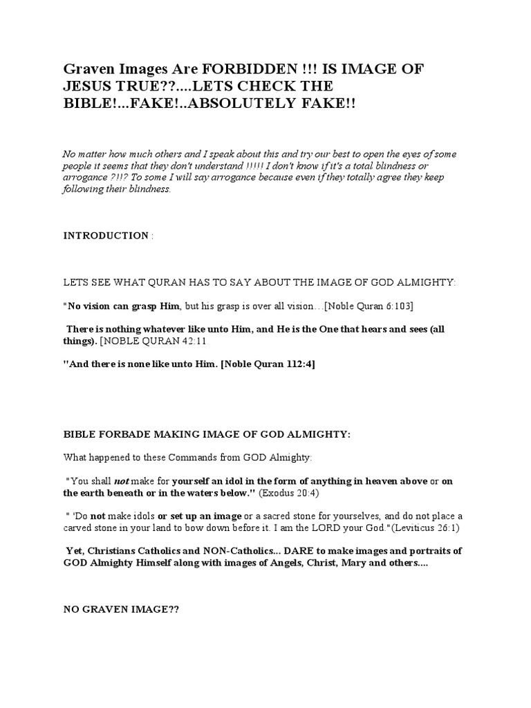 Biblical Ban on Graven Images Explained | PDF | Jesus | New Testament ...