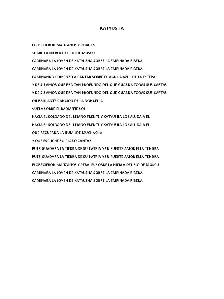 Katyusha - Letra PDF | PDF