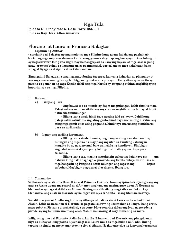 Ang Mga Tula Ni Franciso Balagtas | PDF