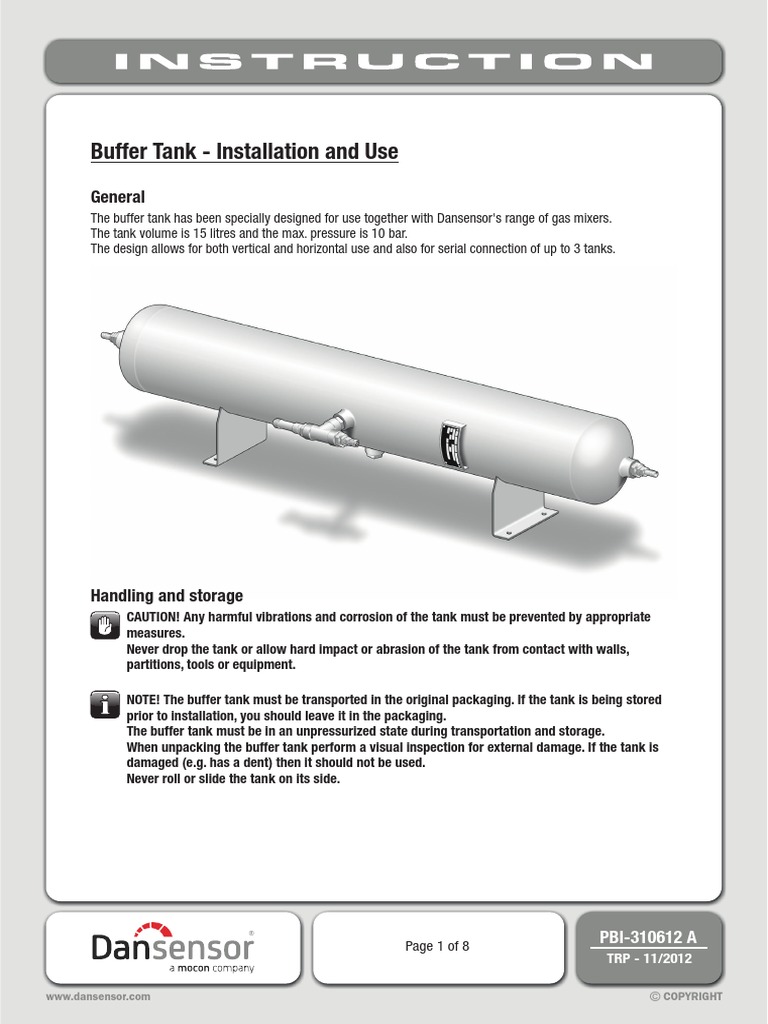 Buffer Tank - Installation and Use: General | PDF | Valve | Leak