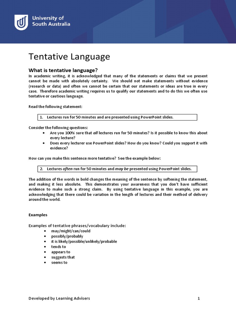 Tentative Language - Sept 2017 | PDF | Lecture | Sentence (Linguistics)