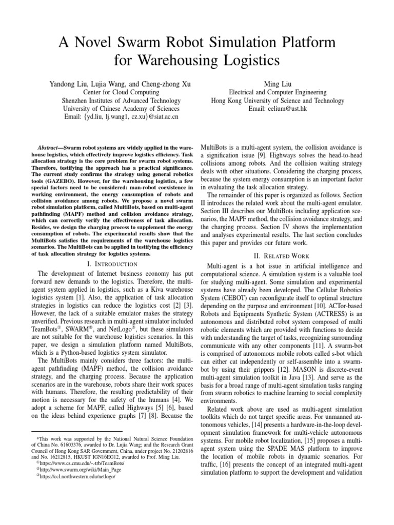 A Novel Swarm Robot Simulation Platform For Warehouse Logistics | PDF | Agent Based Model ...