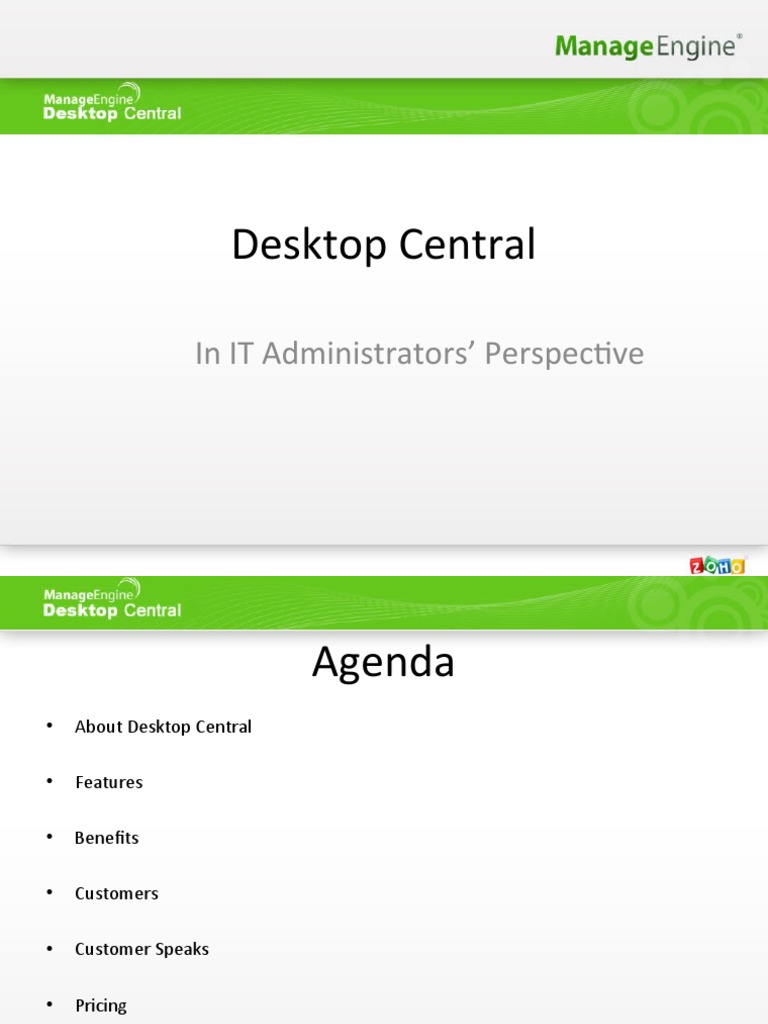 Desktop Central: in IT Administrators' Perspective | PDF | Mobile App ...