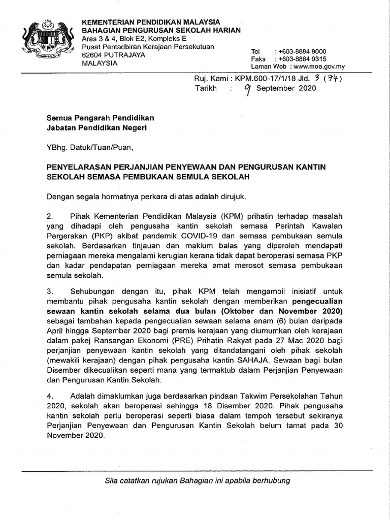 Surat KPM Sewa Kantin | PDF
