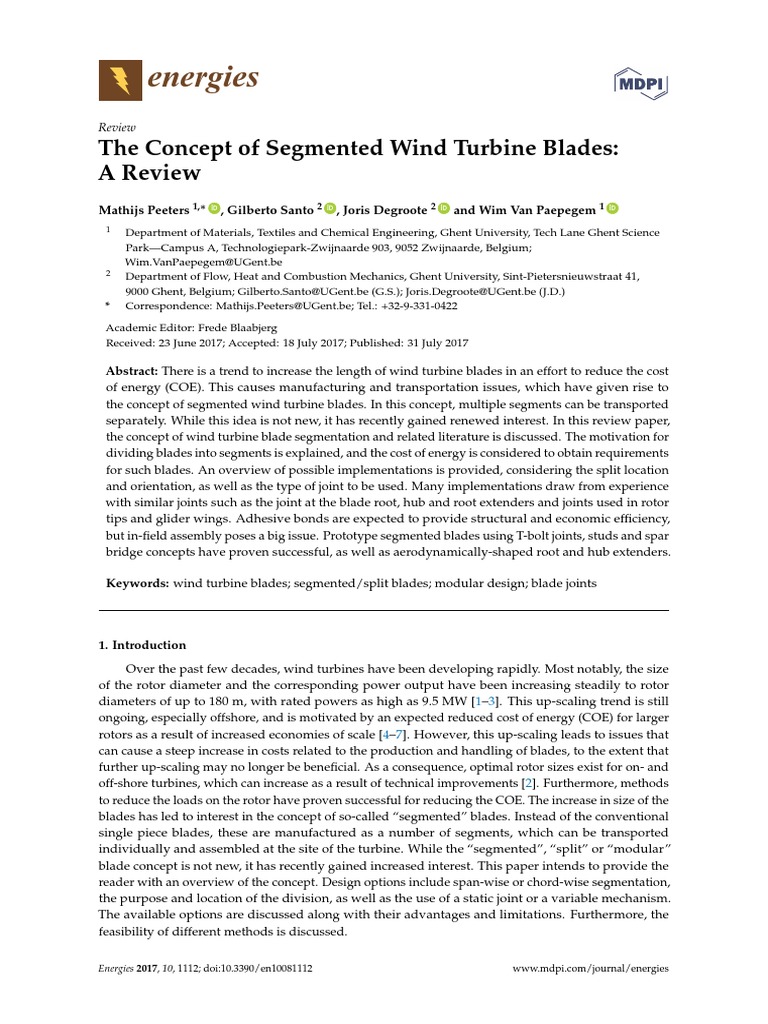 Concept of Segmented Blades Review | PDF | Wind Turbine | Mechanical ...
