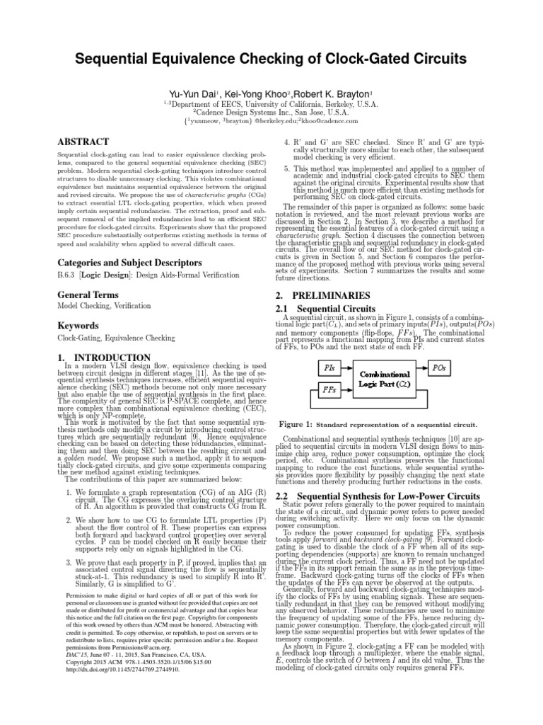 Sequential Equivalence Checking of Clock-Gated Circuits: Yu-Yun Dai ...