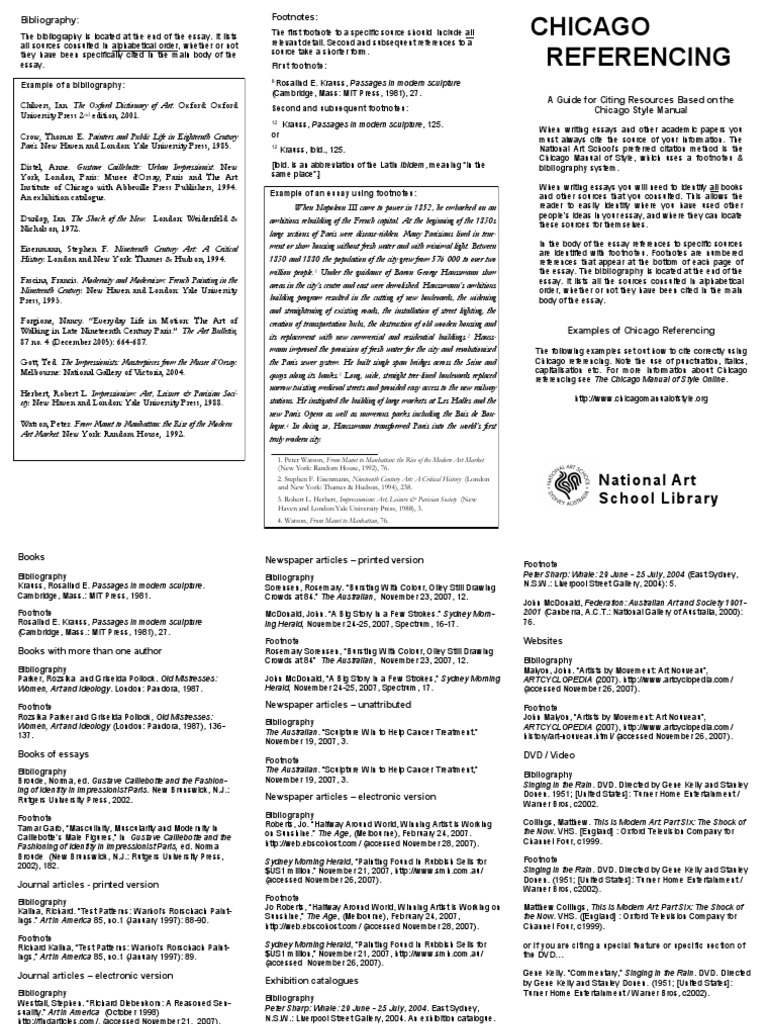 Chicago Referencing Guide | PDF | Citation | Paintings