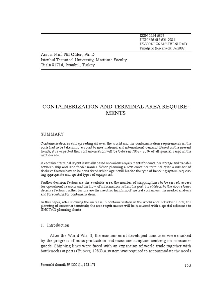Terminal Area Requirements for Containerization | PDF ...
