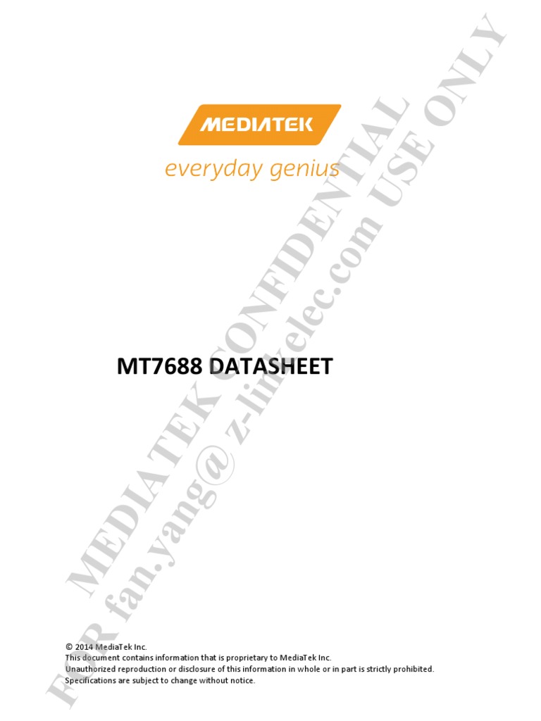Mediatek Confidential: Mt7688 Datasheet | Download Free PDF | Wi Fi ...