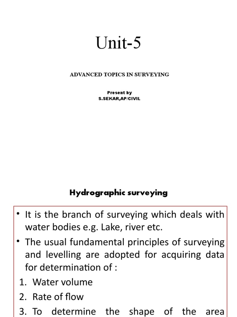 Hydrographic Surveying Methods and Equipment for Determining Water Body ...
