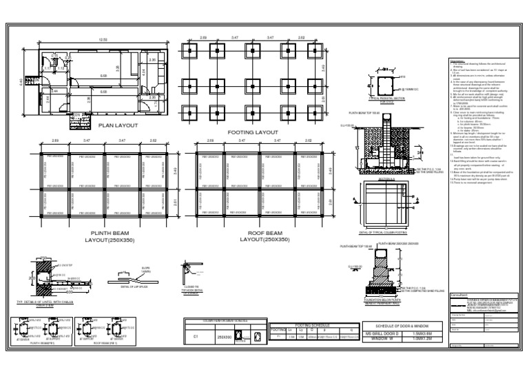 Footing Layout Plan Layout | Download Free PDF | Building ...