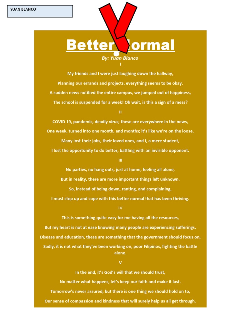 Better Normal: By: Yuan Blanco | PDF