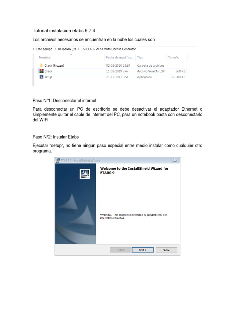 Guía de instalación de ETABS 9.7.4 | PDF | Archivo de computadora ...
