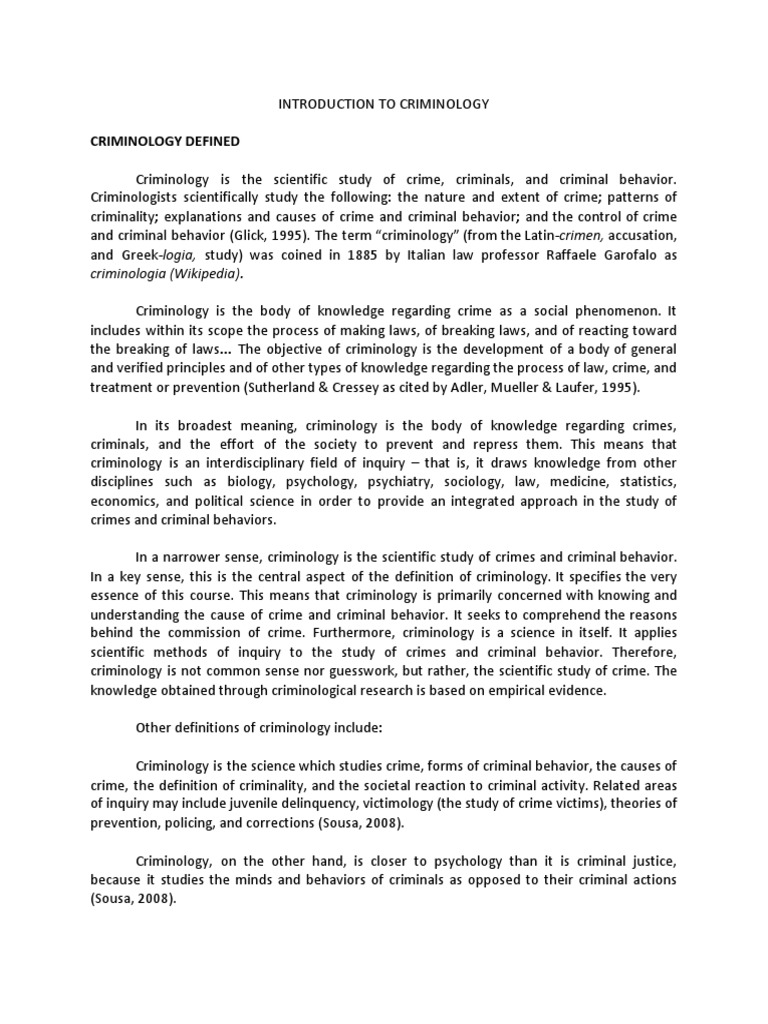 Introduction To Criminology PDF | PDF | Criminology | Crime & Violence