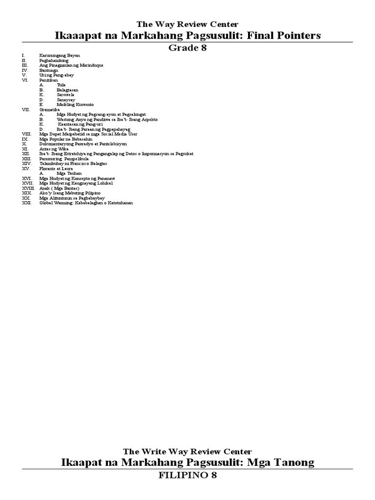 Grade8 - Filipino Merge | PDF