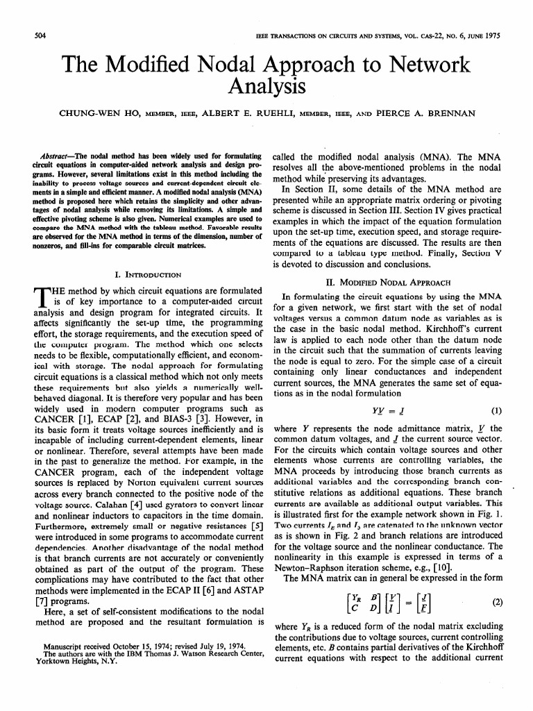 Modified Nodal Approach Overview | PDF