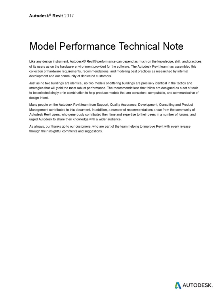Model Performance Technical Note: Autodesk Revit 2017 | PDF | Autodesk Revit | Central ...