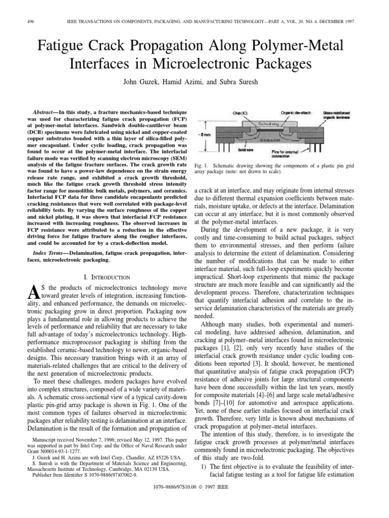 Fatigue Crack Propagation Along Polymer-Metal Interfaces in ...