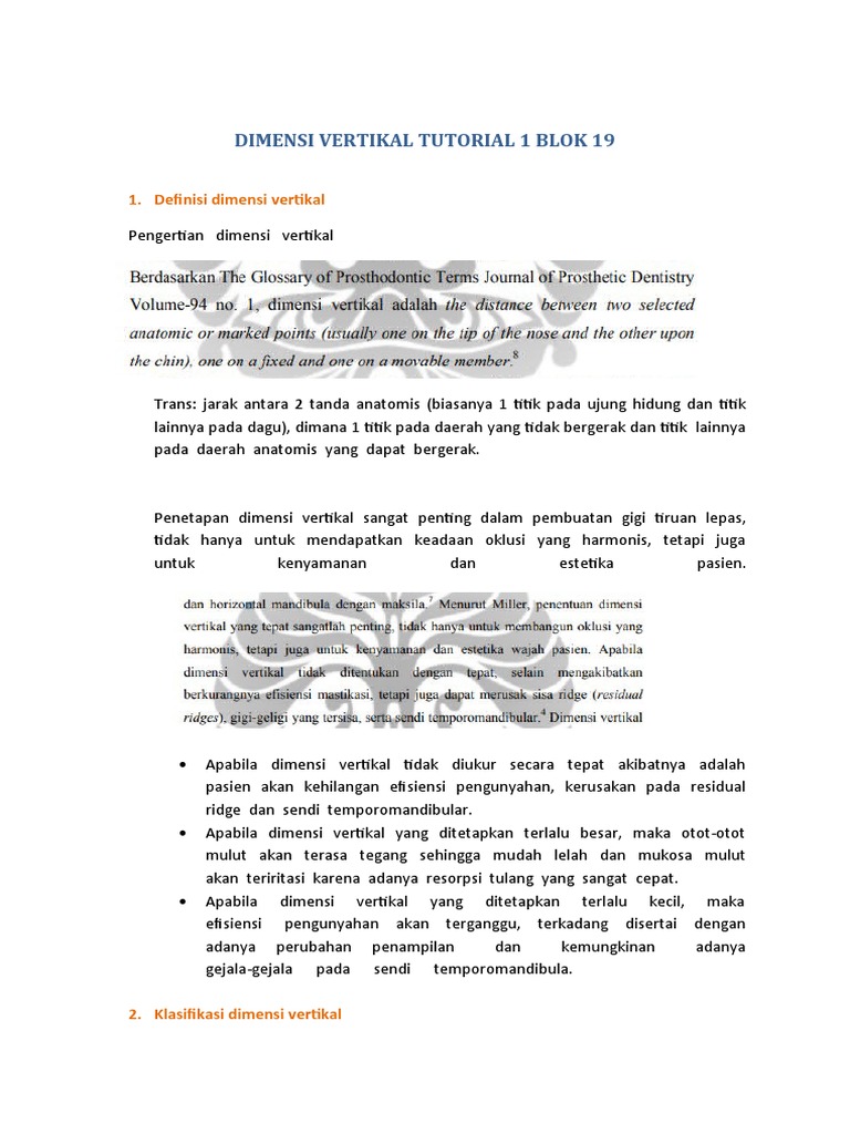 Dimensi Vertikal Tutorial 1 Blok 19 | PDF