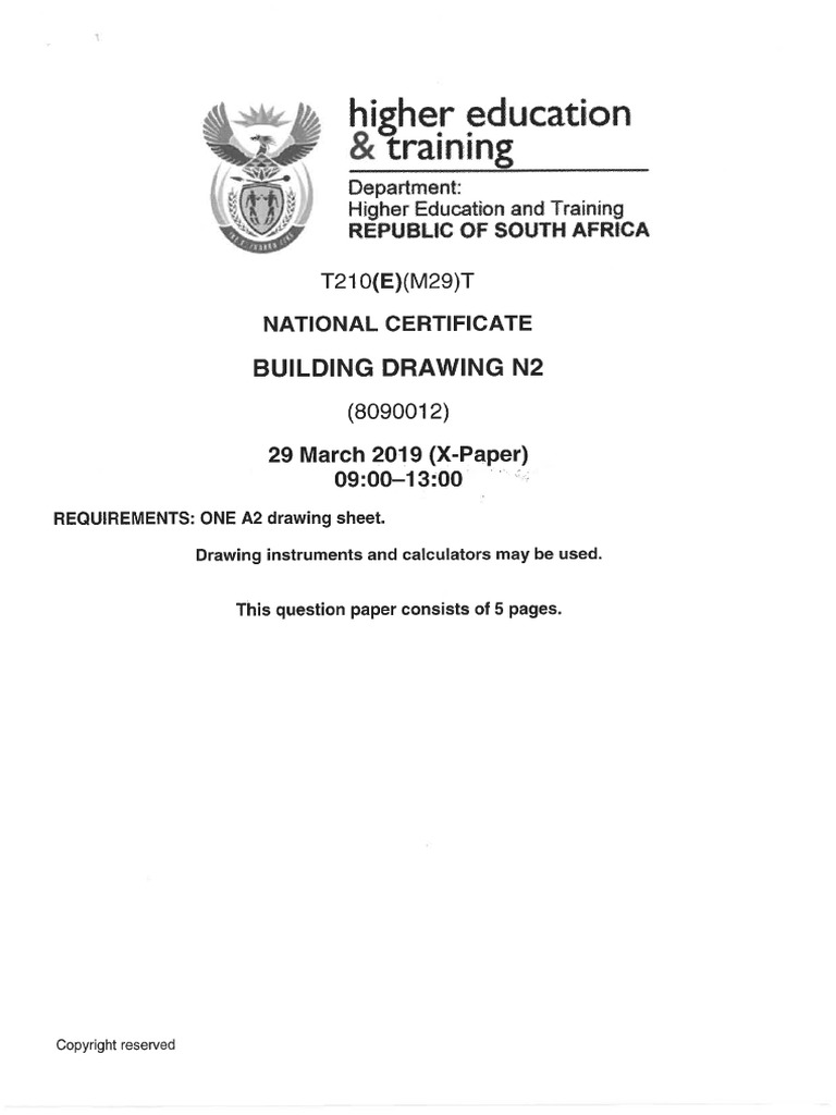 Building Drawing N2 Exam Paper 2019 | PDF