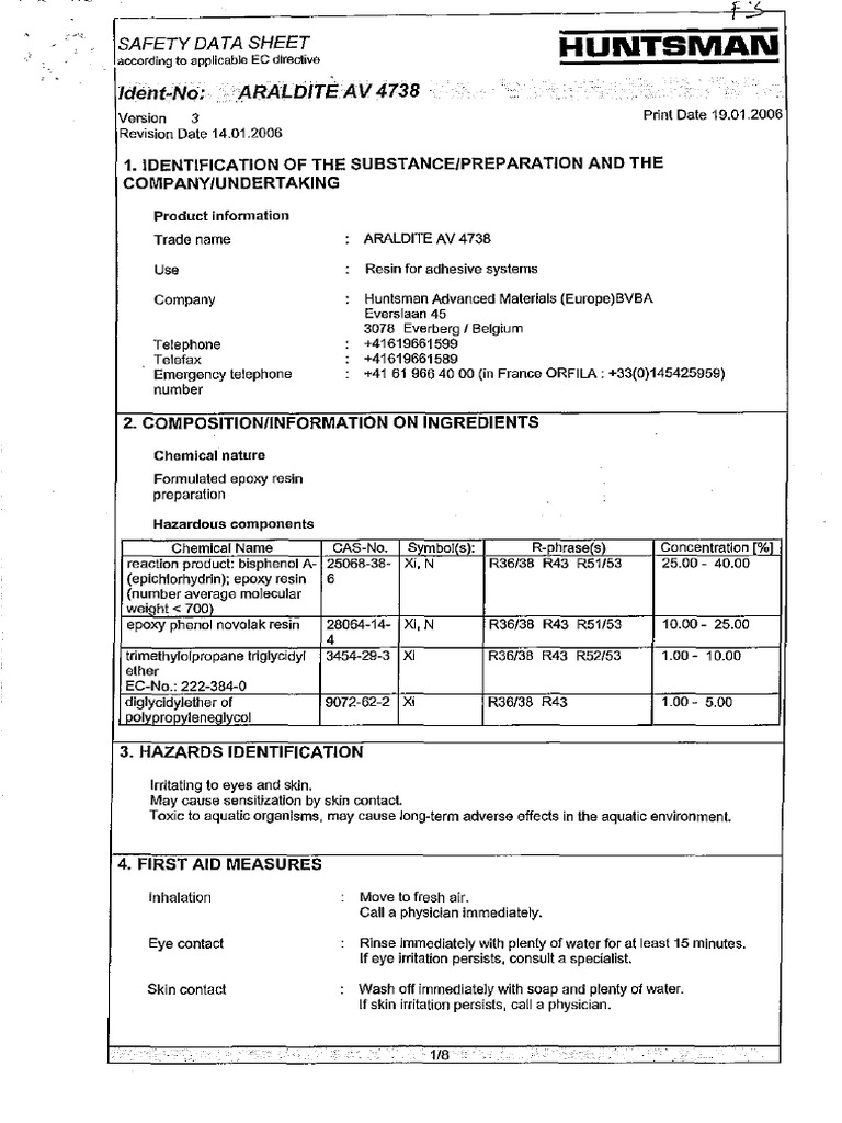 MSDS - Av 4738-HV 4739 | PDF