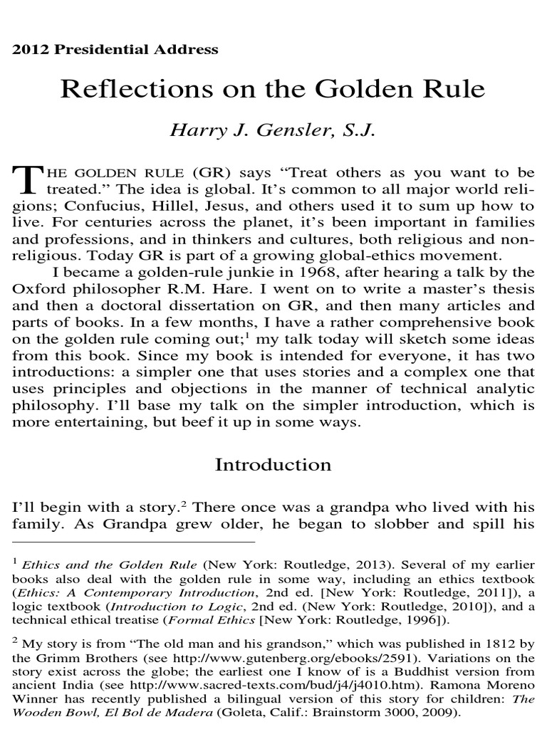 Reflections On The Golden Rule: Harry J. Gensler, S.J | Download Free ...