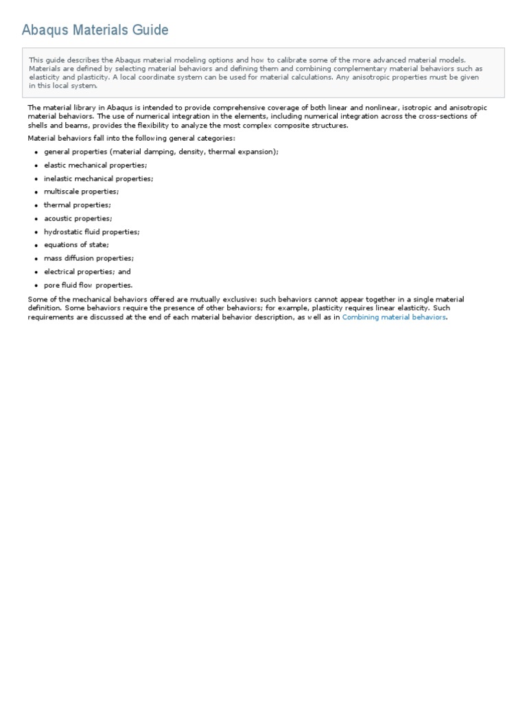 Abaqus Material Modeling Guide | PDF | Computers