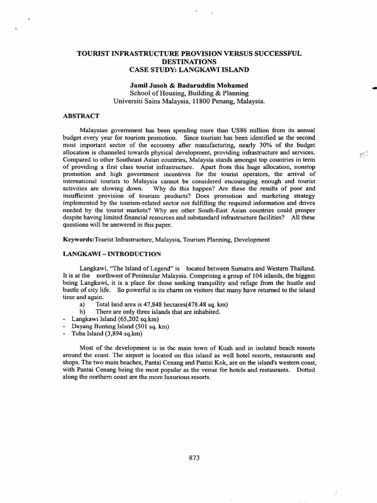 Tourist Infrastructure Provision Versus Successful Destinations Case ...