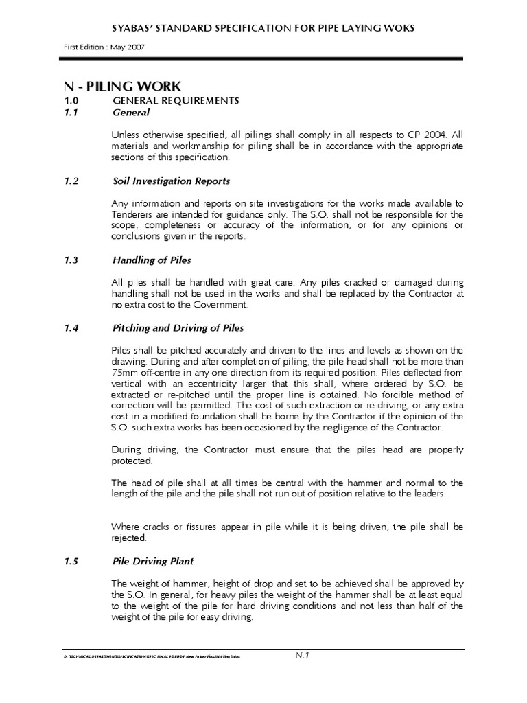 Syabas' Standard Specification For Pipe Laying Woks PDF | PDF | Deep ...