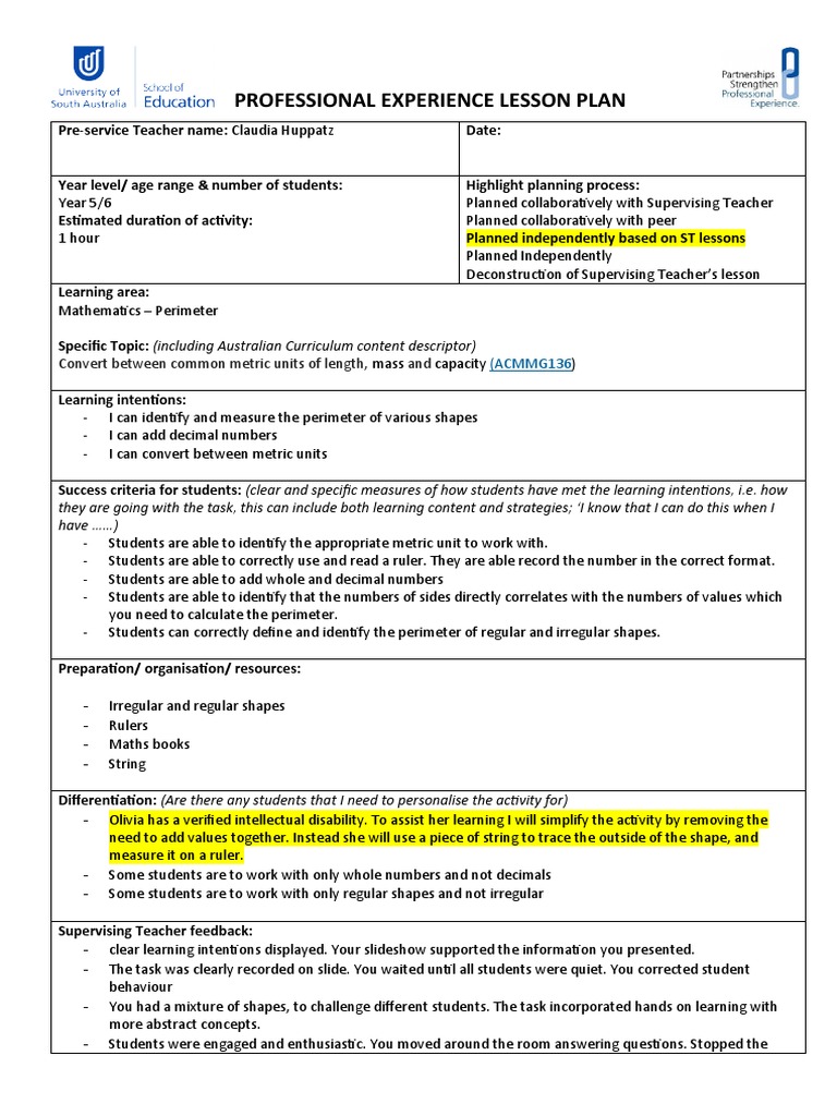 Year 5/6 Maths: Perimeter Lesson Plan | PDF | Lesson Plan | Inclusion ...