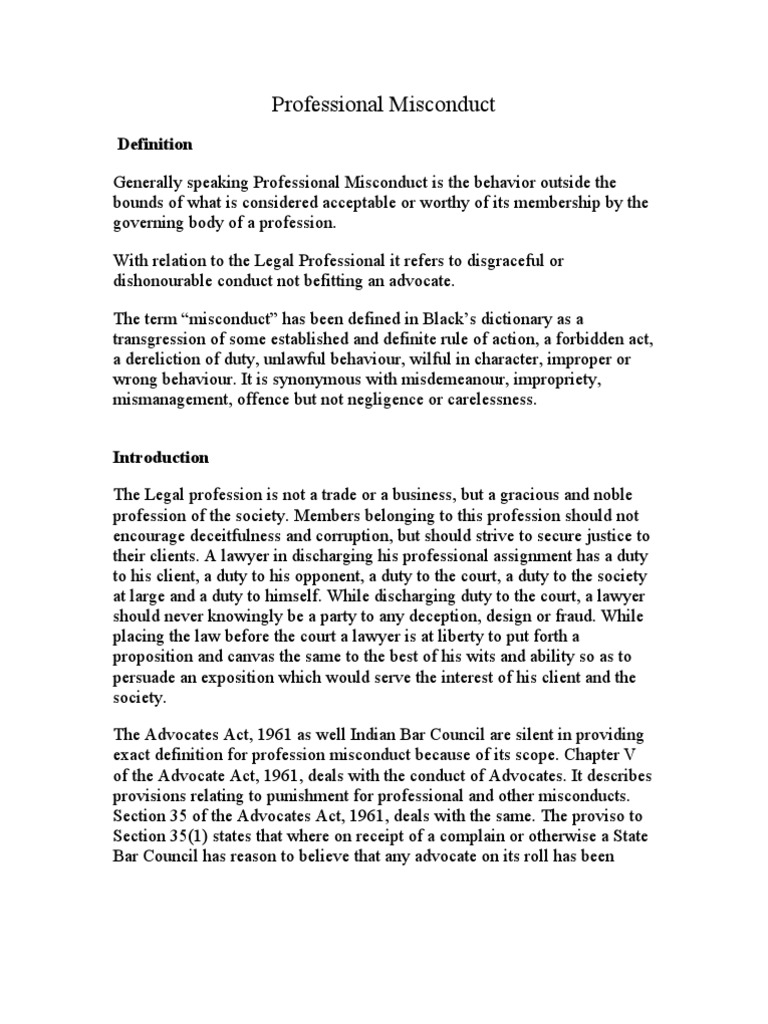 Professional Misconduct | PDF | Advocate | Professional Ethics