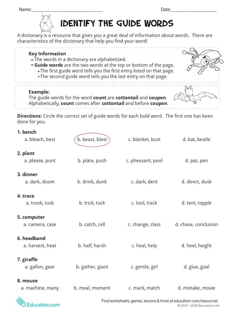 Identify The Guide Words | PDF