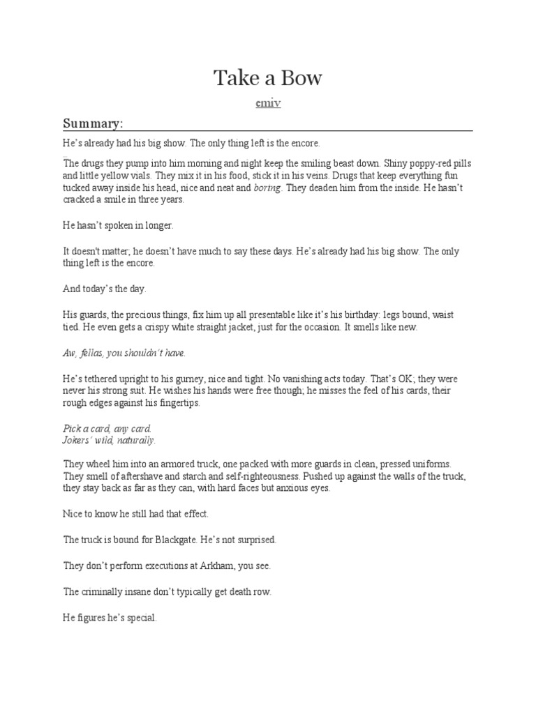 Take A Bow | PDF | Batman