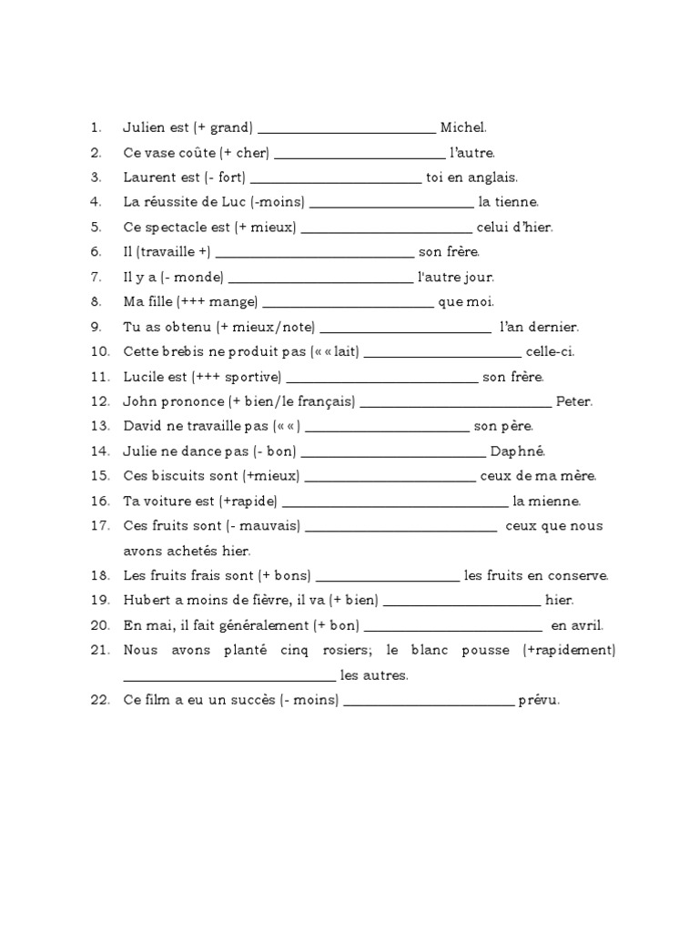 Le Comparatif Et Le Superlatif | PDF | Échecs | Jeux et activités