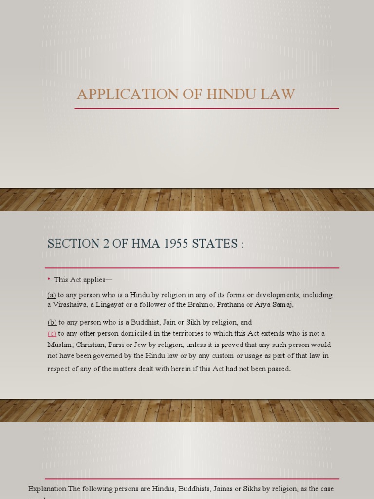 Application of Hindu Law | PDF | Indian Religions | Religious Faiths