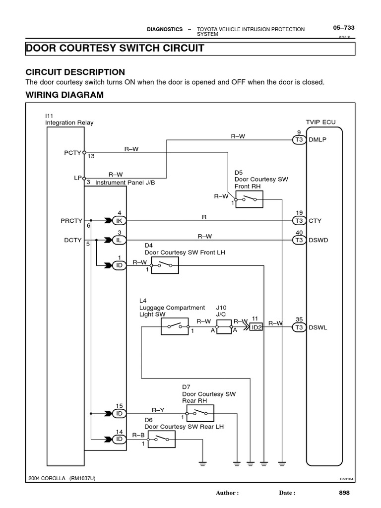 Door Courtesy Switch Circuit: Circuit Description Wiring Diagram | PDF ...