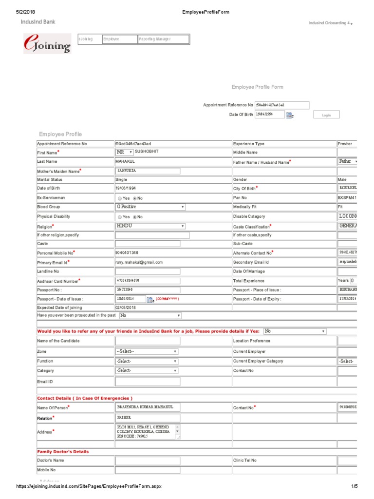 Employee Profile Form | PDF
