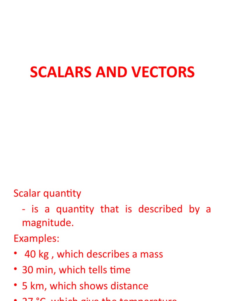 Scalars and Vectors | PDF | Teaching Methods & Materials | Science ...