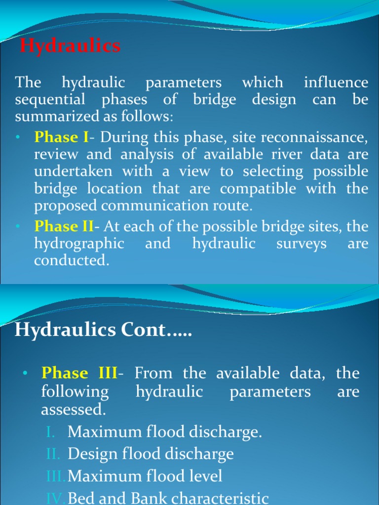 Hydraulic Parameters in Bridge Design | PDF | Earth Sciences | Civil ...