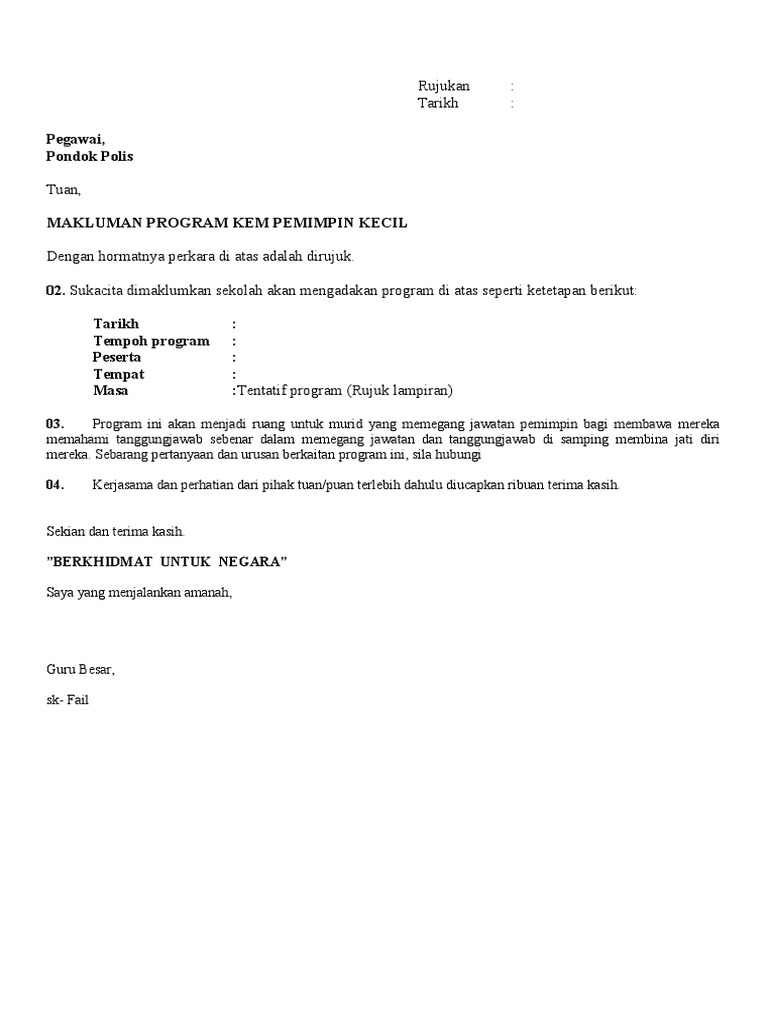 Surat Makluman Program Polis | PDF