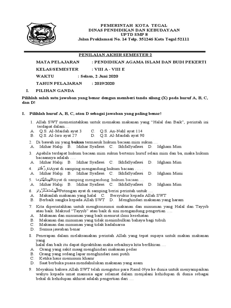 Soal Pai Kelas 8 S2 | PDF