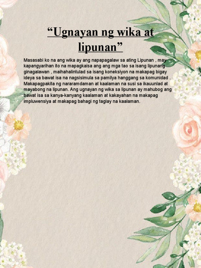 Ugnayan NG Wika at Lipunan | PDF